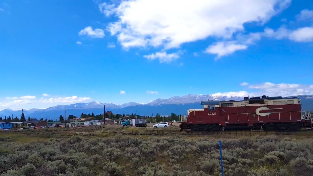 Leadville Train Comes By With Beautiful SNOWY Mountains In the ...