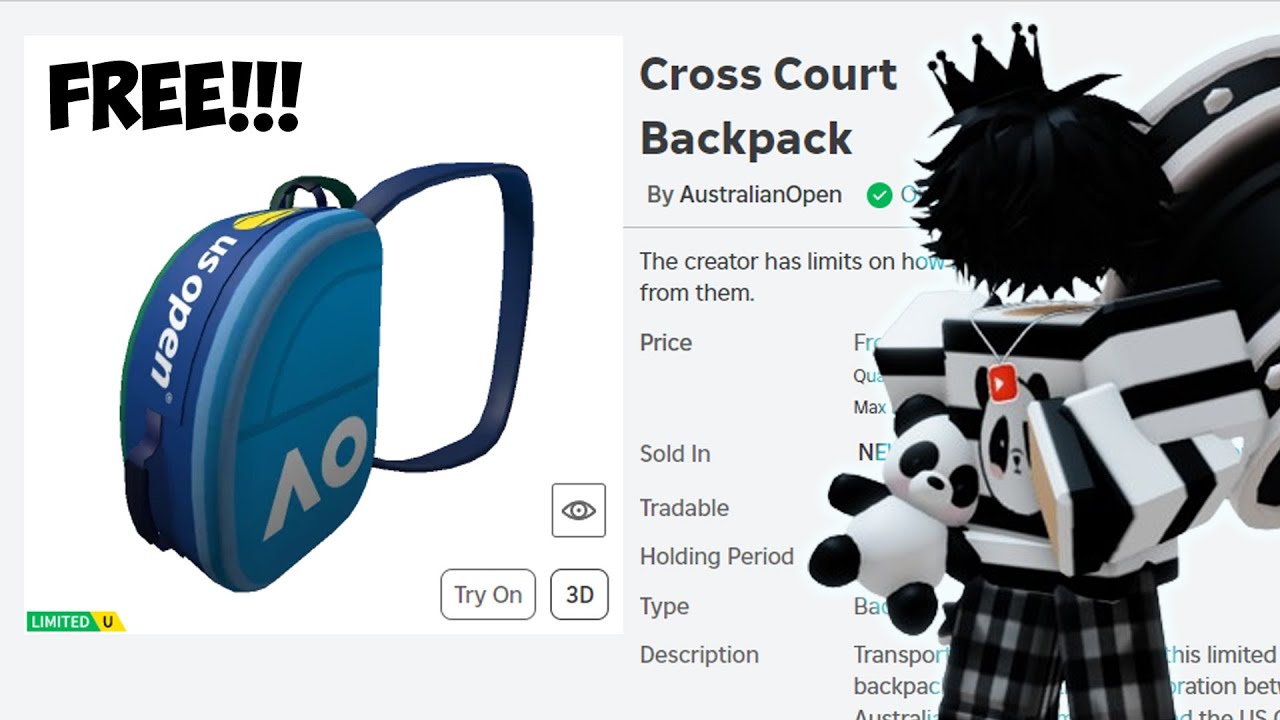 GET! NEW ROBLOX TENNIS UGC BACKPACK COLLABORATION!!! - ROBLOX - YouTube