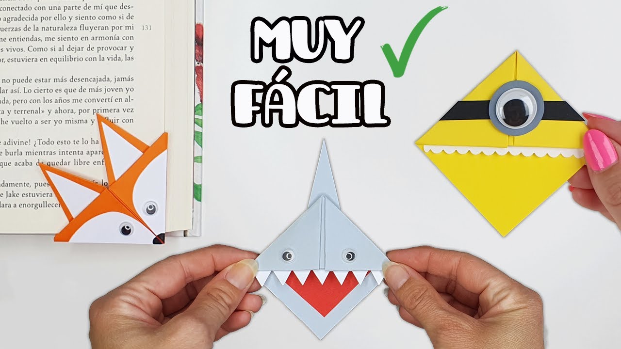3 MARCAPÁGINAS de PAPEL FÁCILES Ideas día del libro - YouTube