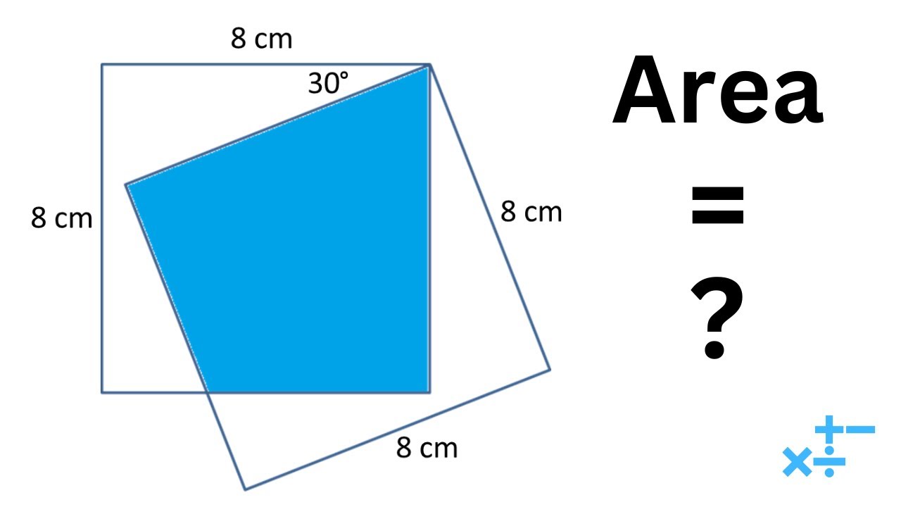 Two overlapping squares - Can you find the area of the blue shape? Maths geometry problem - YouTube