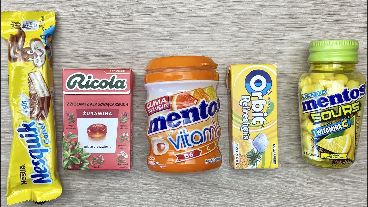 🍬Candies Nesquik Ricola Mentos Orbit | Unpacking | ASMR | Satisfying Video - YouTube