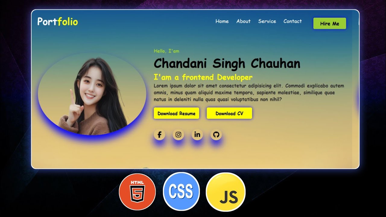 Personal Portfolio Website using html and css only ( from scratch ...
