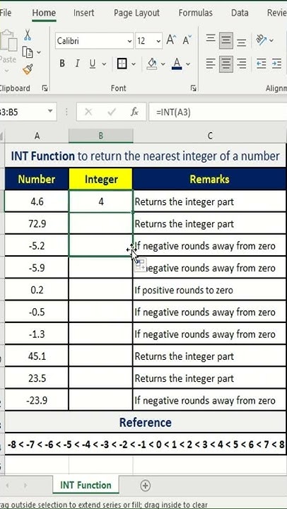 INT (Integer) Function in Excel | #shorts - YouTube