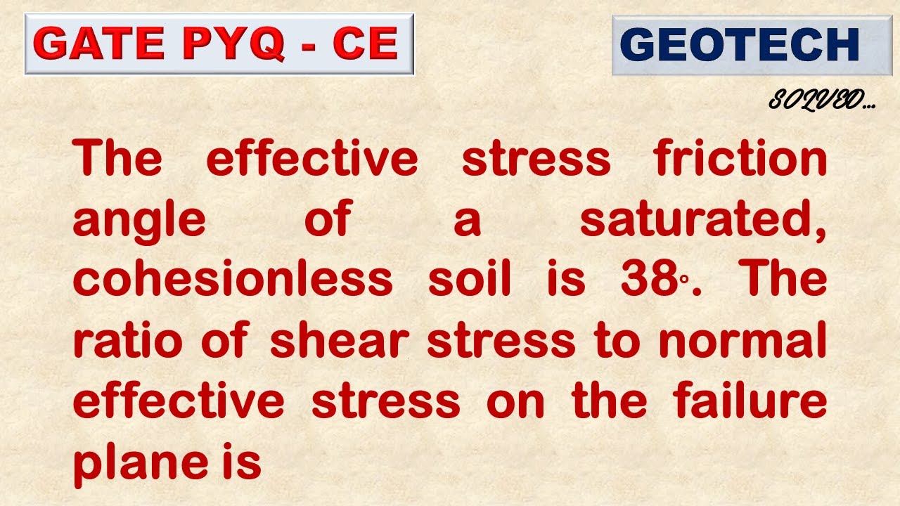 The effective stress friction angle of a saturated, cohesionless soil ...