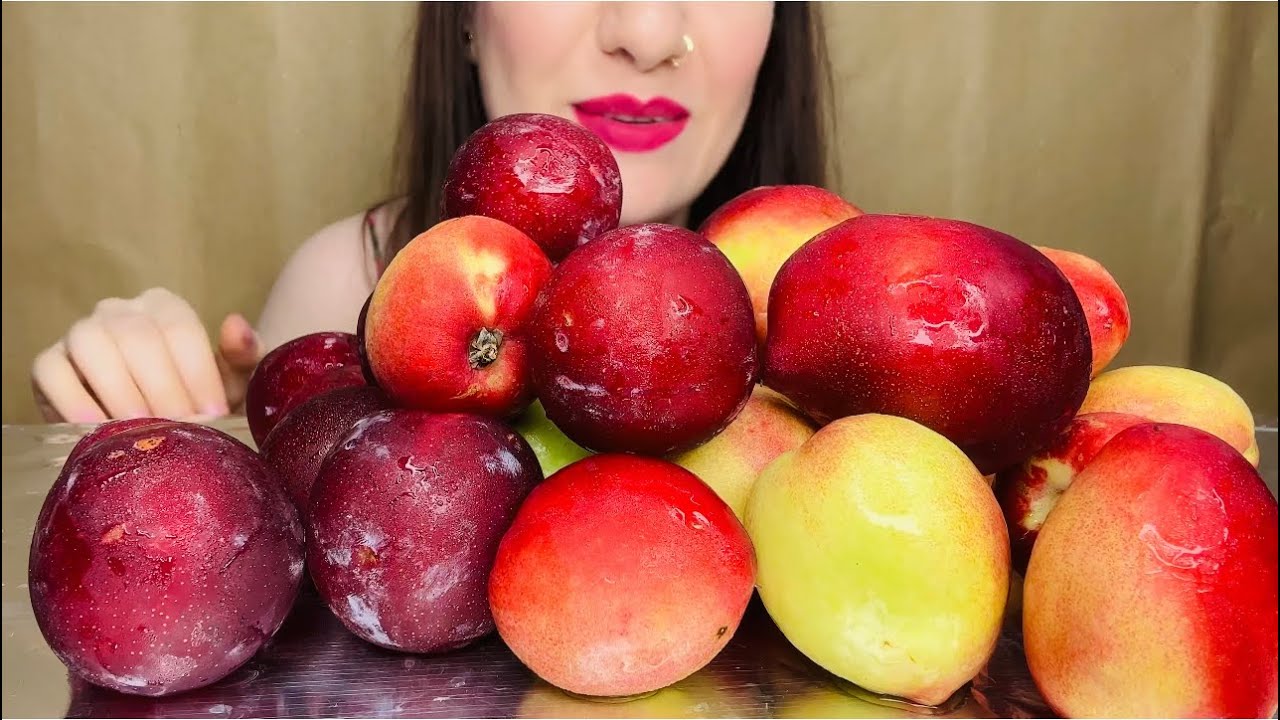 PLUM & NECTARINE ASMR | #asmr #mukbang #fruit #subscribe @YouTube - YouTube