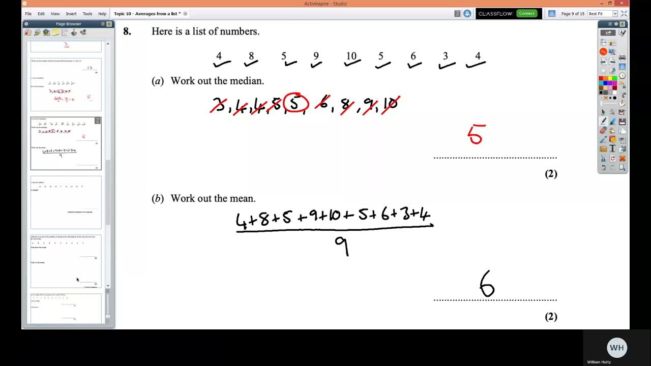 Topic 10 - Averages from a list - YouTube