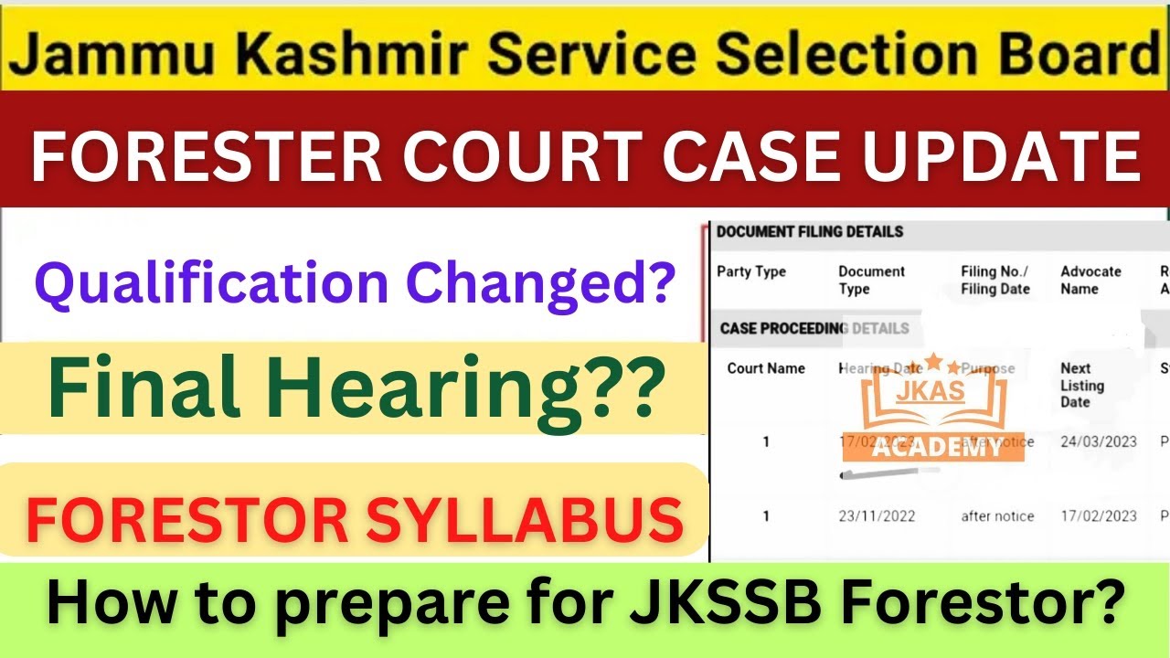 JKSSB: Forester Court Case Update || JKSSB Forester Recruitment 2022 ...