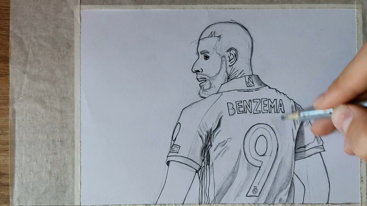 How to draw Karim Benzema / Как нарисовать Карим Бензема - YouTube