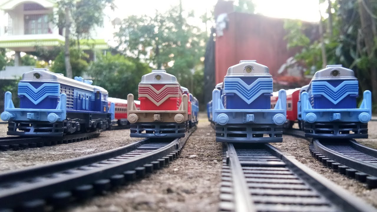 Red Blue Indian Railway Train and Light Locomotive Engines - YouTube