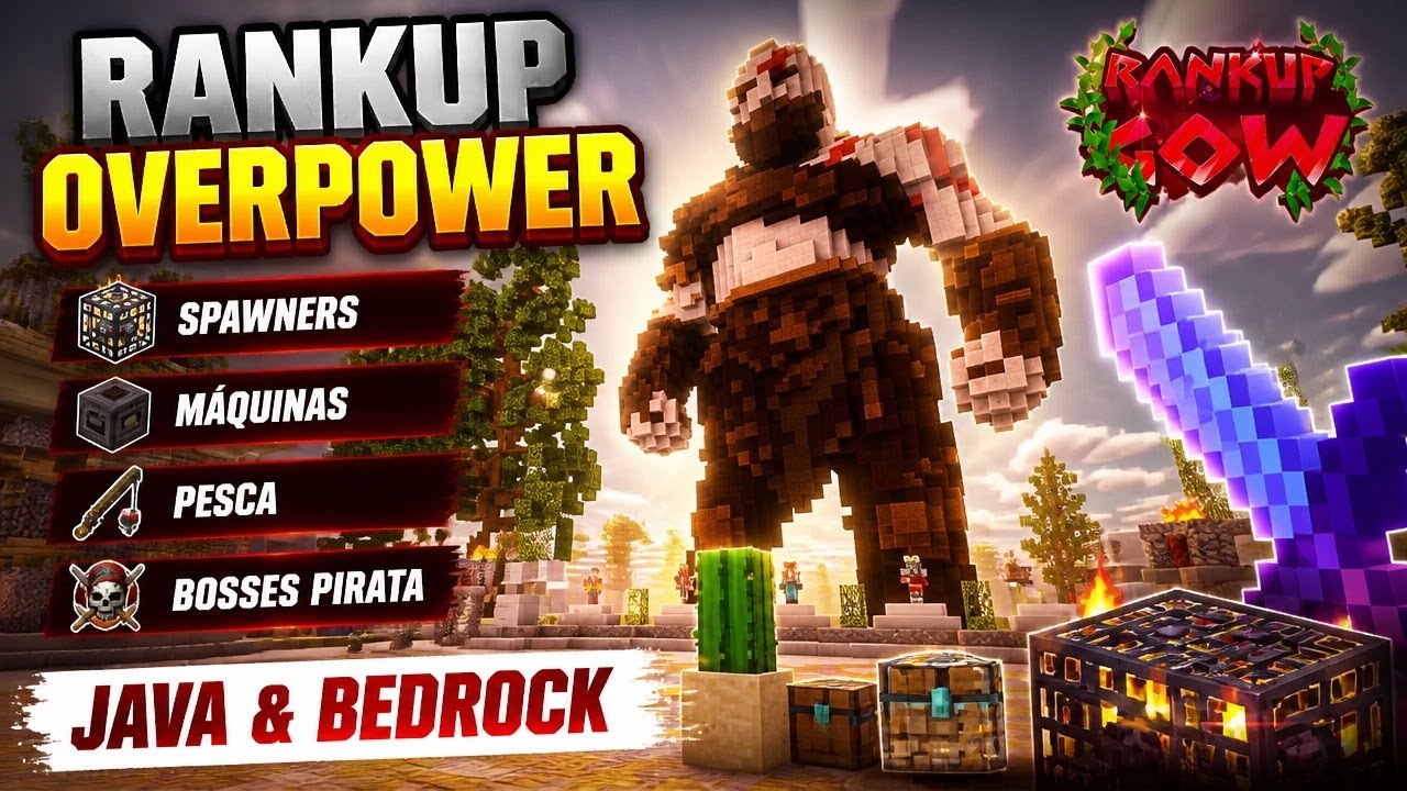 NOVO SERVIDOR de RANKUP OVERPOWER com MÁQUINAS, SPAWNERS, PESCA, BOSSES ...