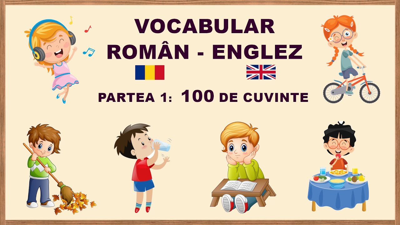100 Words for Kids -Vocabular Român- Englez -100 de cuvinte - Engleza ...