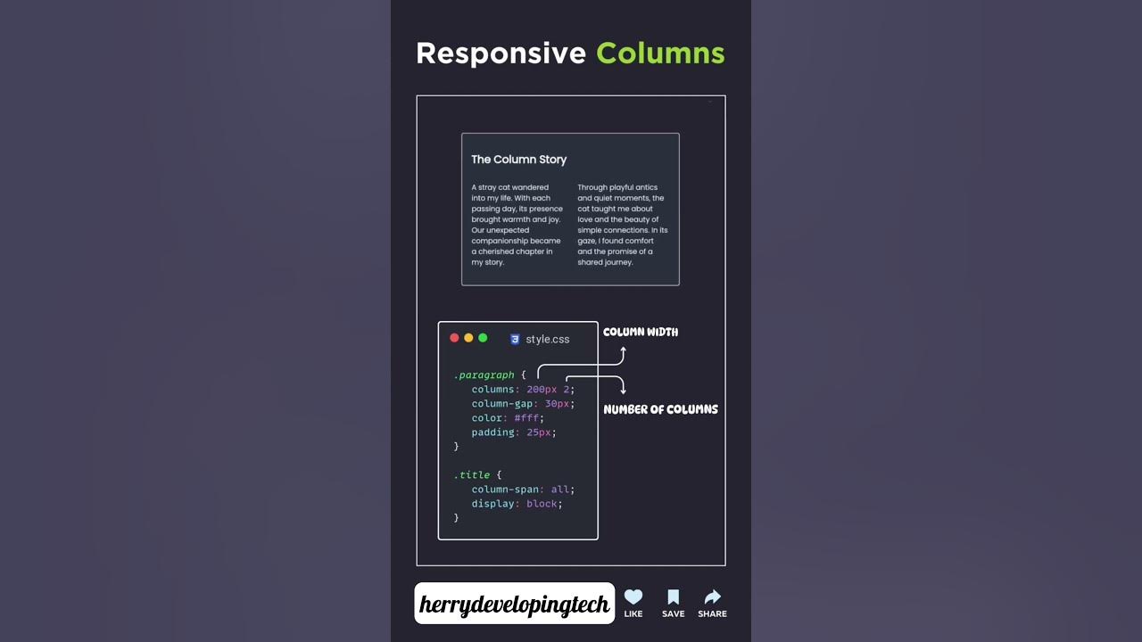 📐 Responsive Columns in CSS3! 💻 | Create Flexible Layouts in 60 Seconds||#shorts # ...