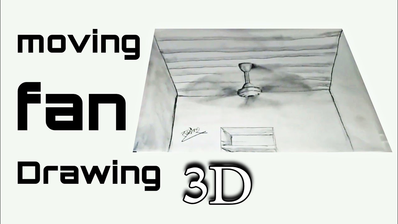 how to draw ceiling fan like on video/fan drawing in 3d like hologram ...