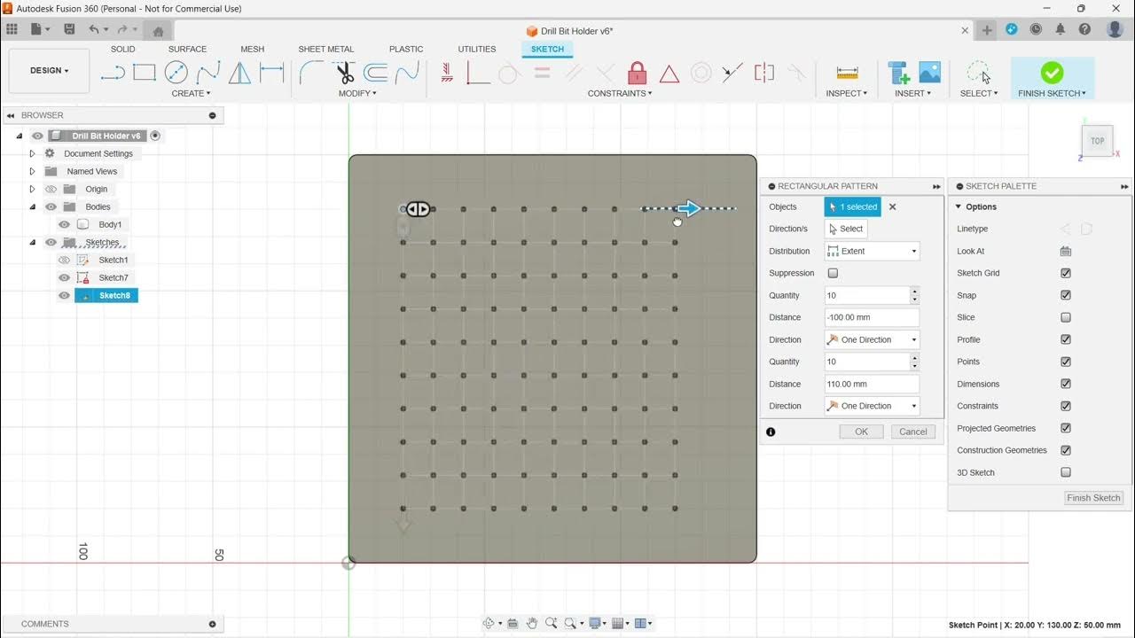 Fusion 360 create multiple holes (select all fast!) - YouTube