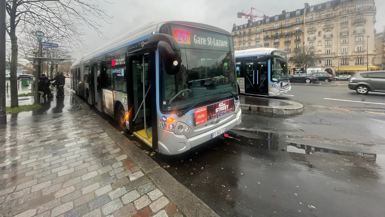Trajet de Nation à Gare Saint-Lasare sur ligne 26 du bus - YouTube