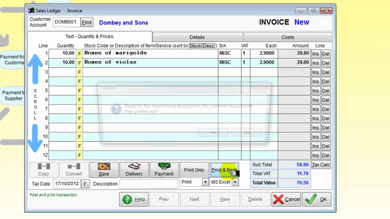 Adminsoft Accounts Invoice to customer - YouTube