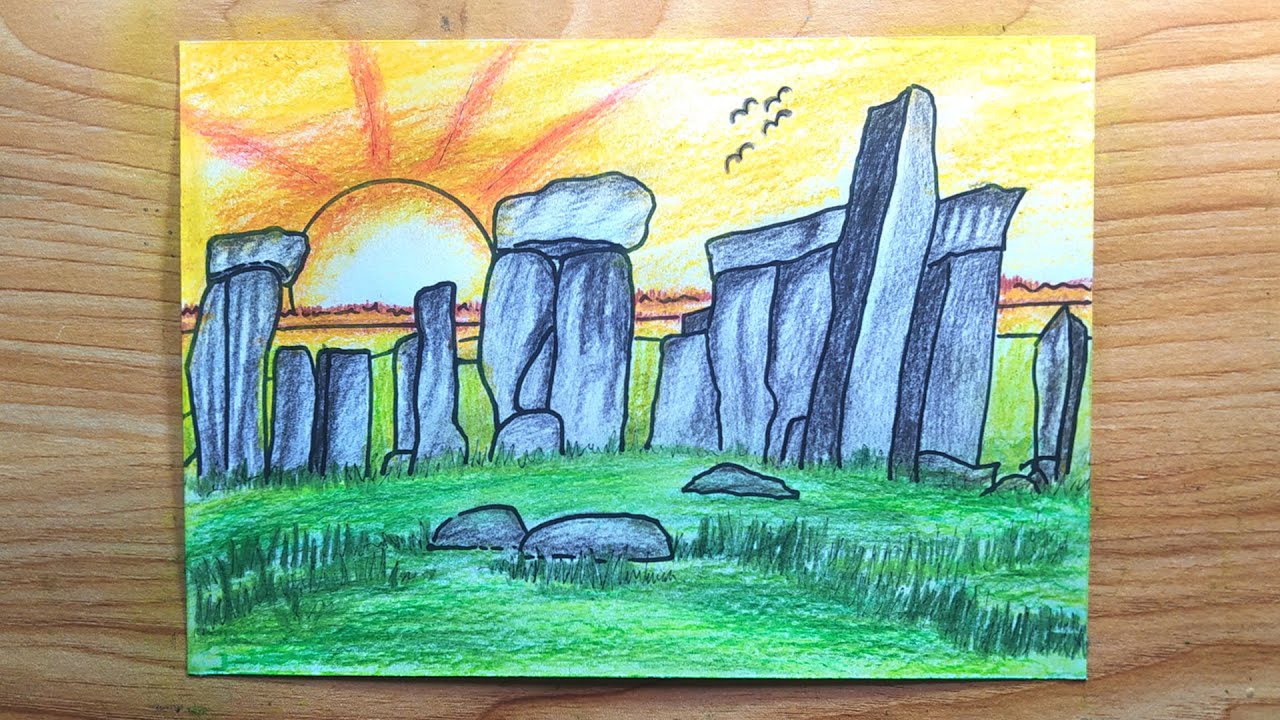 How to Draw Stonehenge | Easy Step-by-Step Sketch Tutorial - YouTube