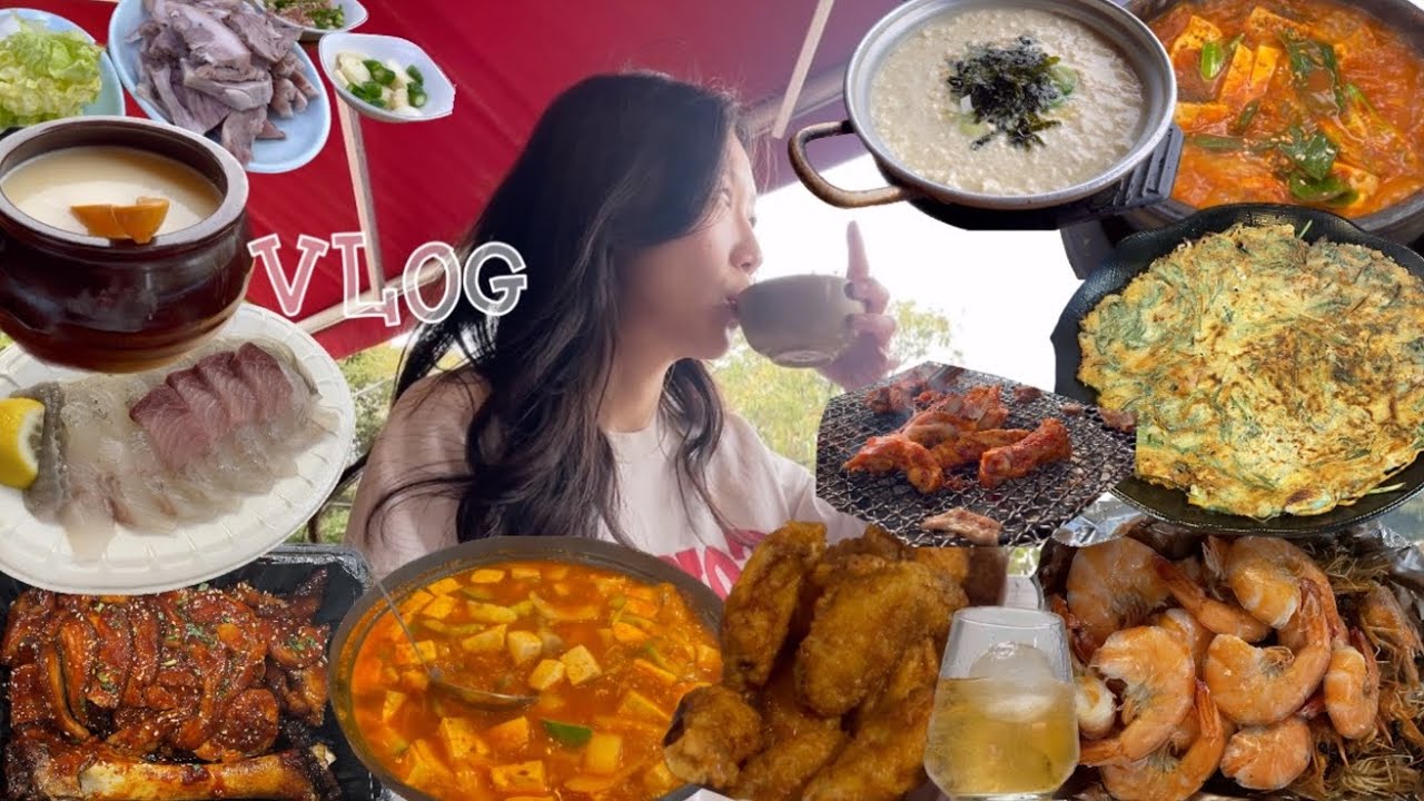 Vlog 먹방feat술브이로그🫶🏼해물파전과 동동주가성비하이볼고추장찌개계동치킨숯불닭갈비실내시장포차머릿고기김치찌개대하구이회매운족발 부부음주먹부림
