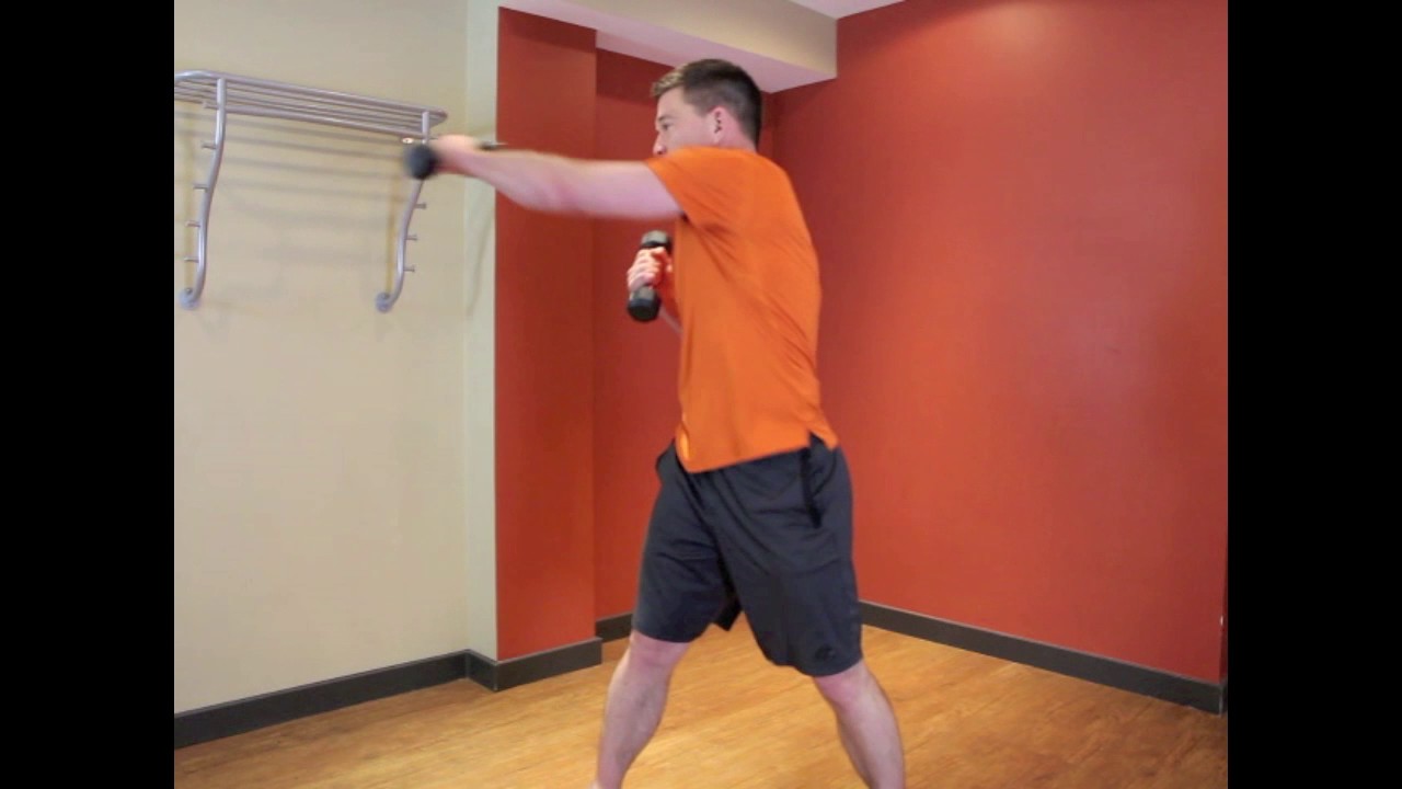 rotational punch with dumbbells - YouTube