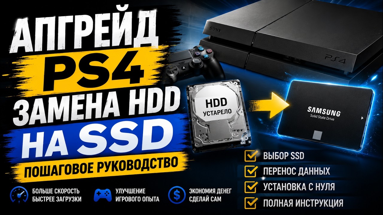 Апгрейд PS4: Замена HDD на SSD пошаговое руководство / PS4 HDD to SSD ...