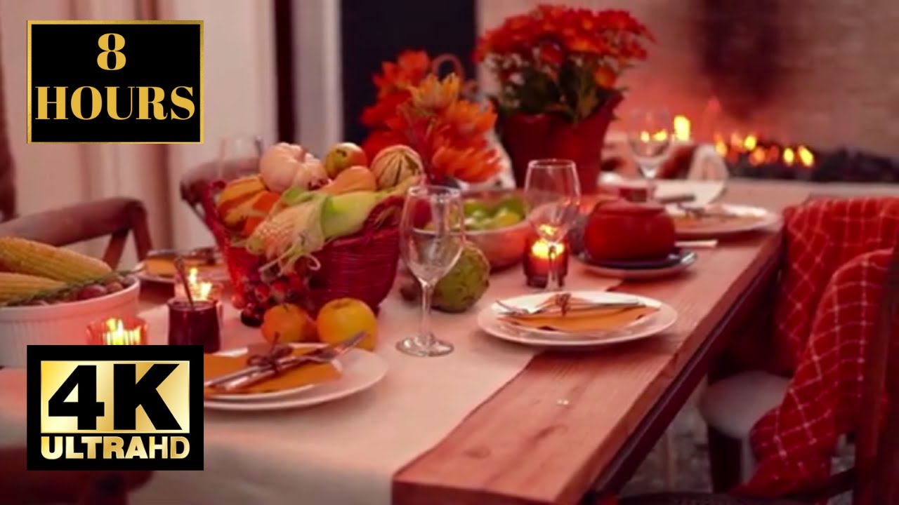 Relaxing Thanksgiving Fireplace Ambience With Fireplace Crackle ...