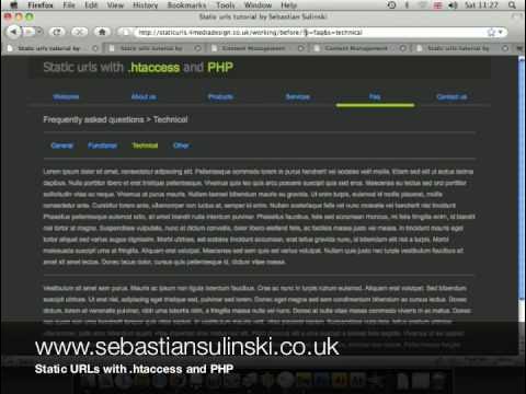 Create static URLs using .htaccess and PHP - YouTube