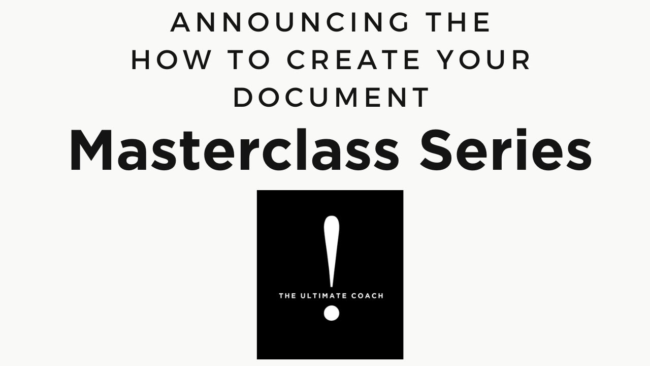Announcing the "How to Create Your Document" Masterclass Series - YouTube