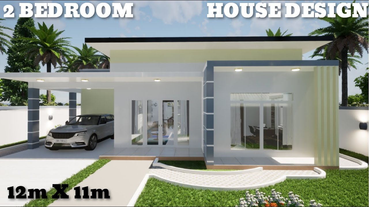 House Design | Simple House | 12m x 11m | 2 Bedroom Flat Roof House ...