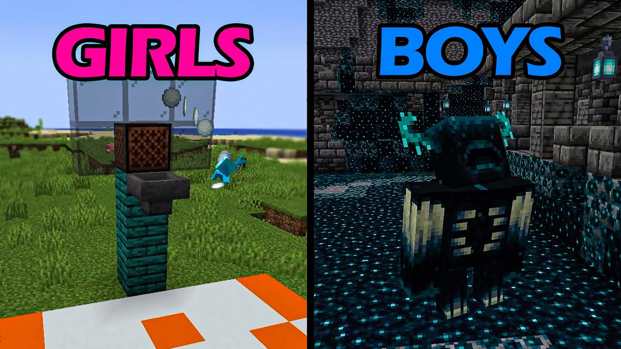 how girls and boys play in minecraft 1.19 - YouTube