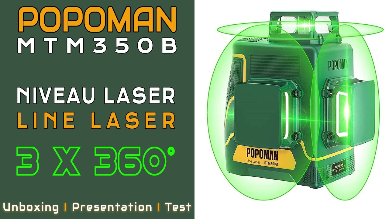 POPOMAN MTM350B : Niveau Laser 3 Lignes 360° Déballage I Présentation I ...