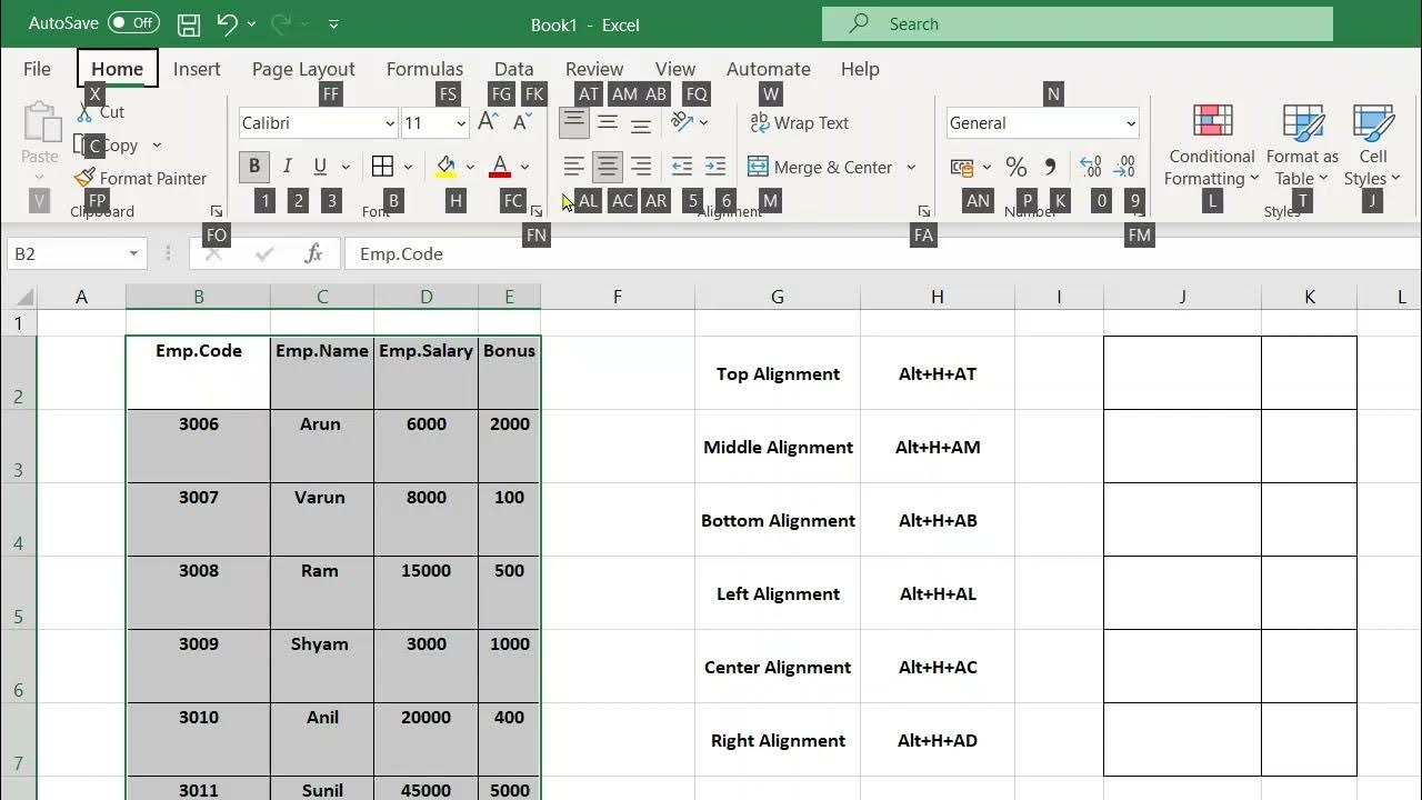 Excel Tutorial Part 3ll Home Tab ll Alignment Wrap Text Merge and Center - YouTube