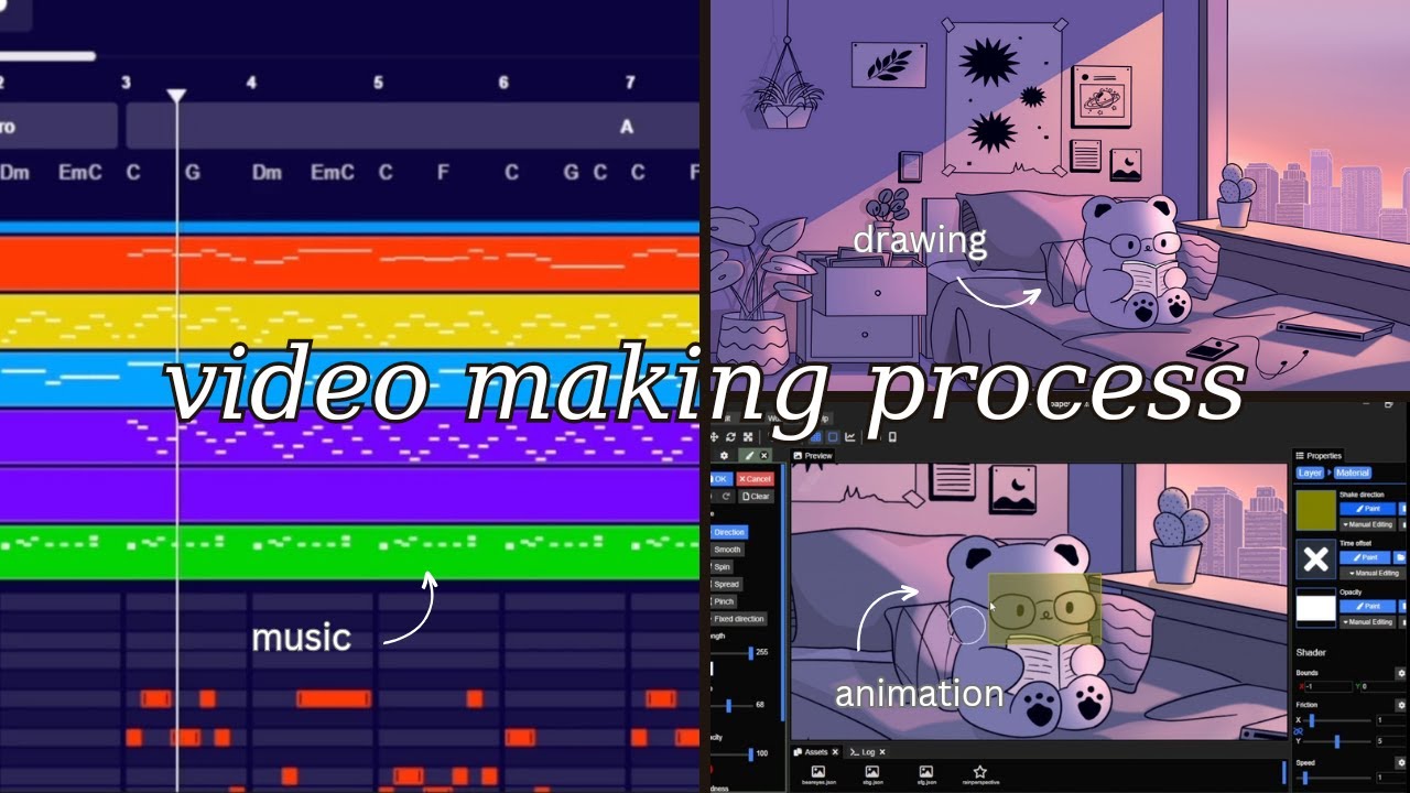 Making music, art and animation for 1 Hr Relax/Study With Me Video # ...