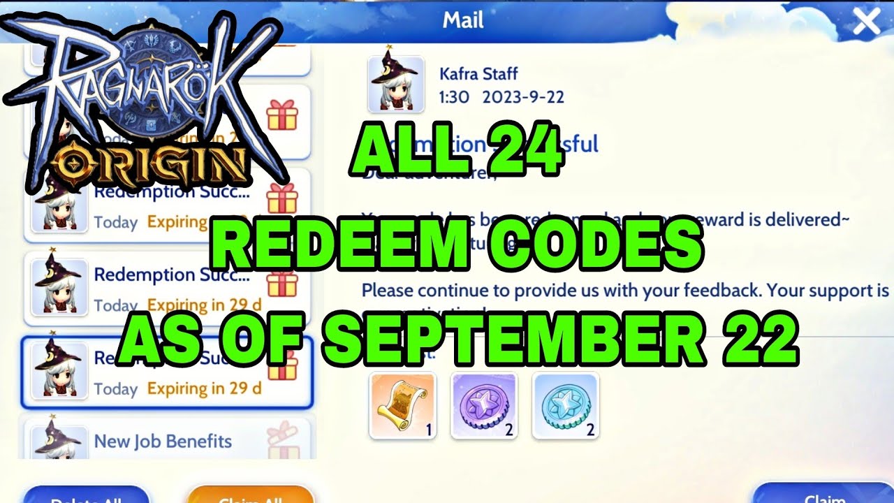ALL SEPTEMBER RELEASED GLOBAL REDEEM CODES AS OF SEP 22 • RAGNAROK ...