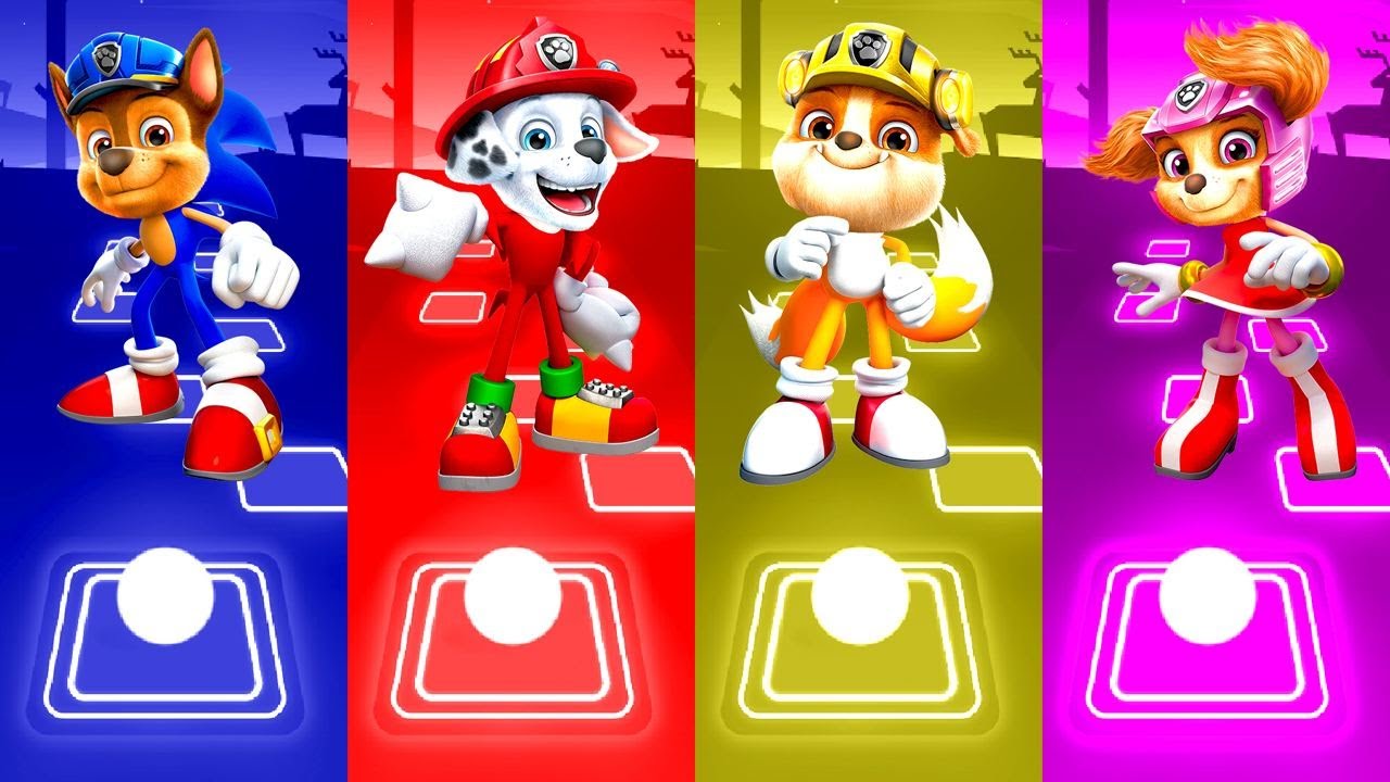 Paw Patrol Sonic Team Sonic - Knucles - Tailes - Amy Rose | Tiles Hop ...