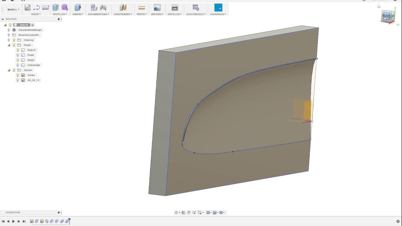 Fusion 360: Konstruktion Flügel + Negativform / wing + mold ...