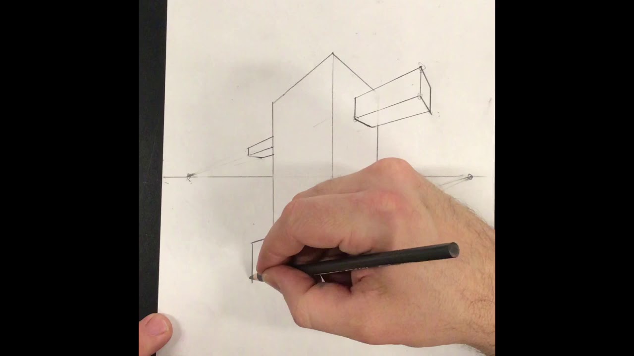 2 Point Perspective Basics: Intersecting Objects - YouTube