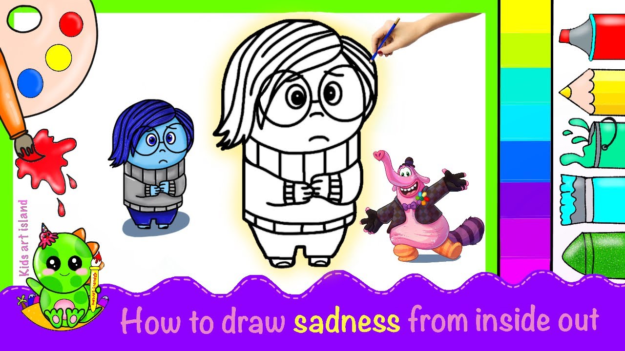 How to draw sadness from inside out animation easily for kids|painting ...