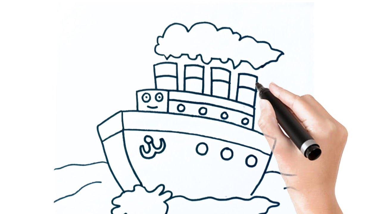 HOW TO DRAW A SIMPLE SHIP DRAWING VERY EASY STEP BY STEP - YouTube