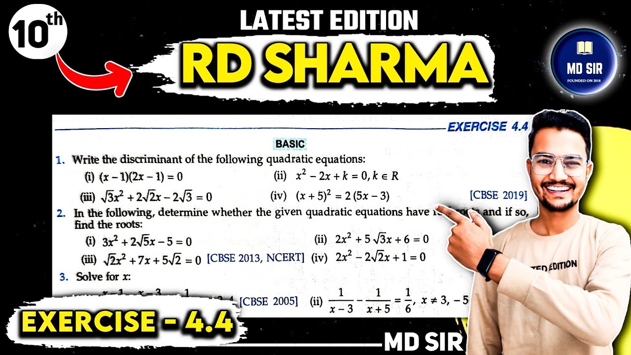 RD Sharma Class 10 Chapter 4 | Quadratic Equations | Exercise 4.4 ...
