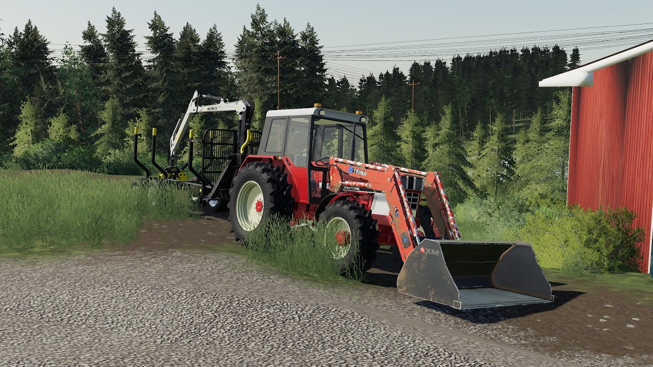 Getting firewood with the International Fs19 - YouTube