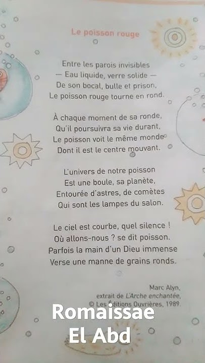poésie Le poisson rouge Marc Alyn - YouTube