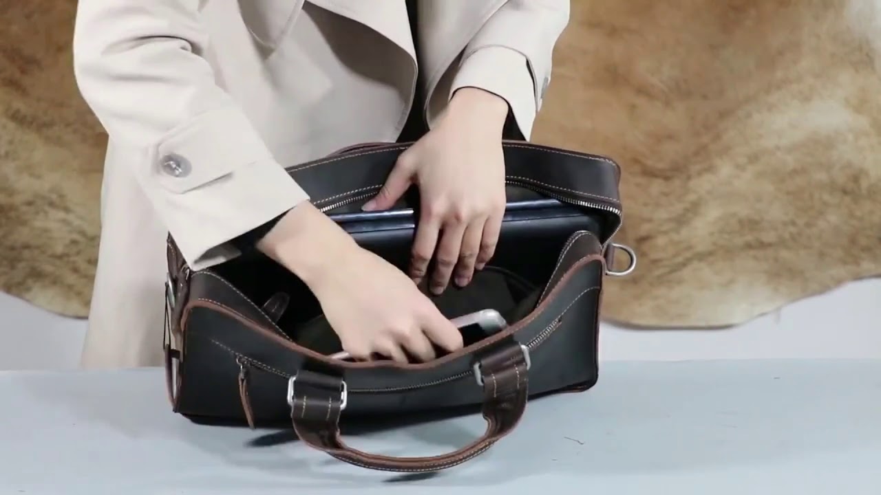 Vintage Men’s Cow Genuine Leather Briefcase - YouTube