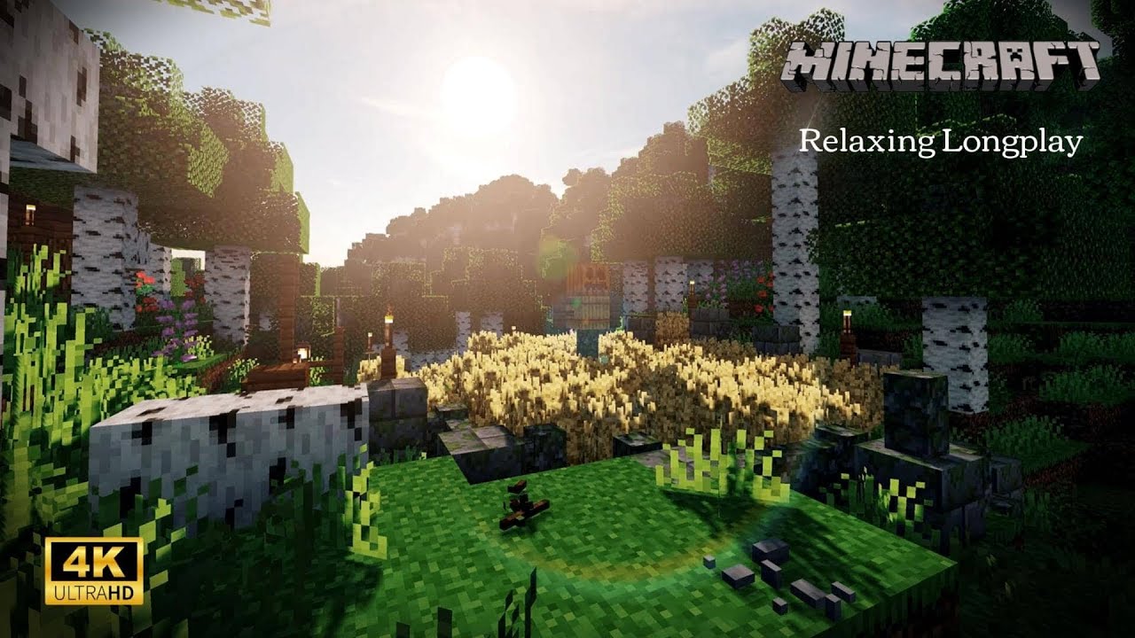 4K Minecraft Ambience & Music/Unwind Under Soft Sun Rays - YouTube
