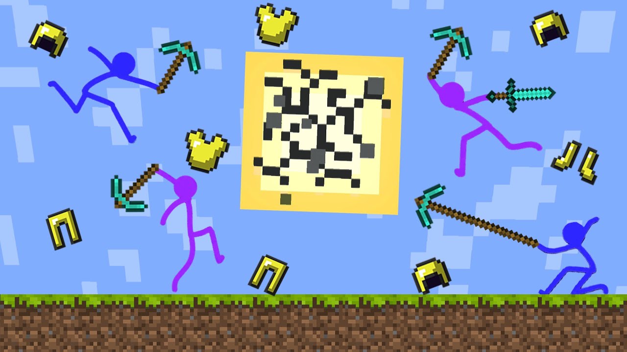 Stickman vs Minecraft Animation HOW TO CRAFT SUN ITEMS Stick Man ...