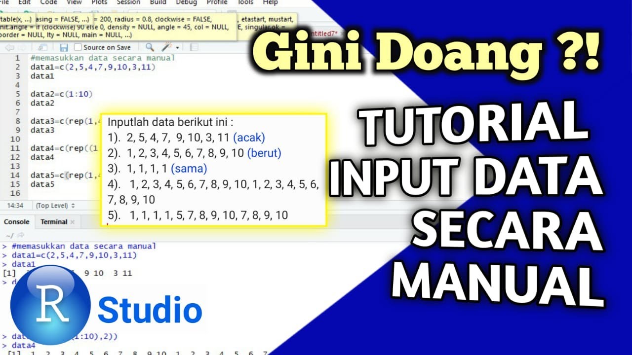 GINI DOANG ?! Menginput atau Memasukkan Data Secara Manual di Rstudio ...