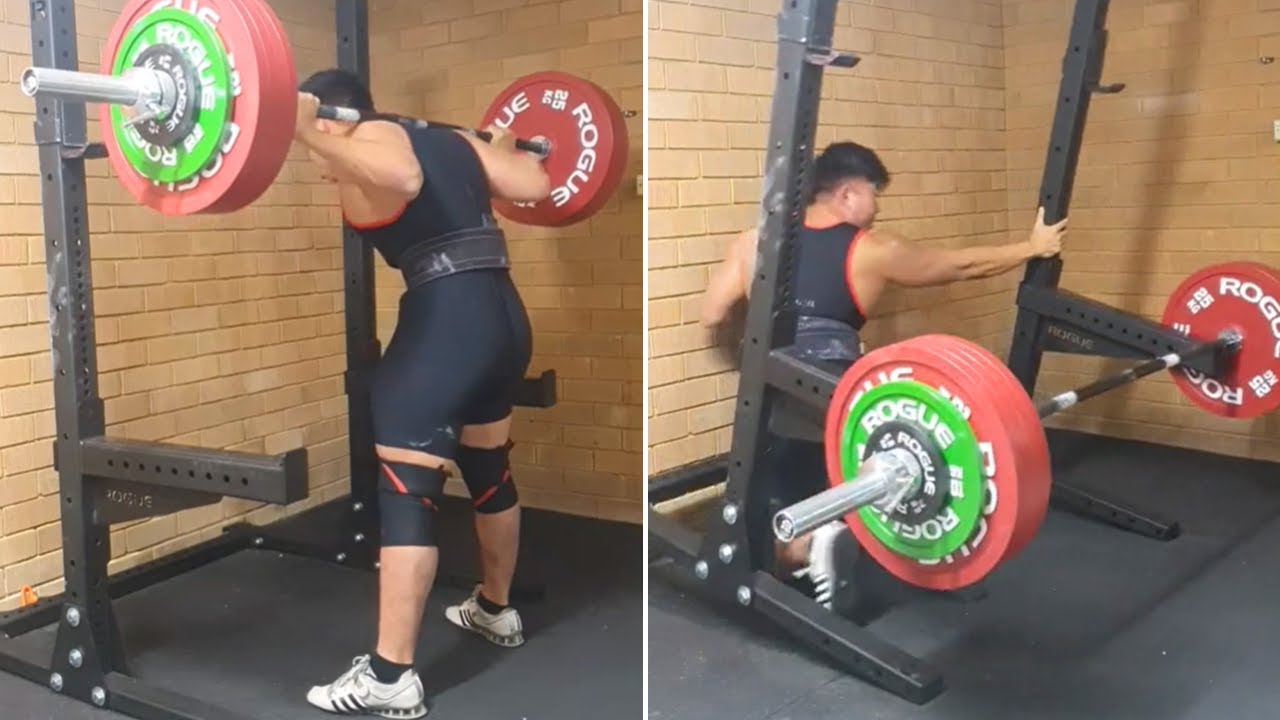 Epic fails: Powerlifter sent flying by squat rack - YouTube