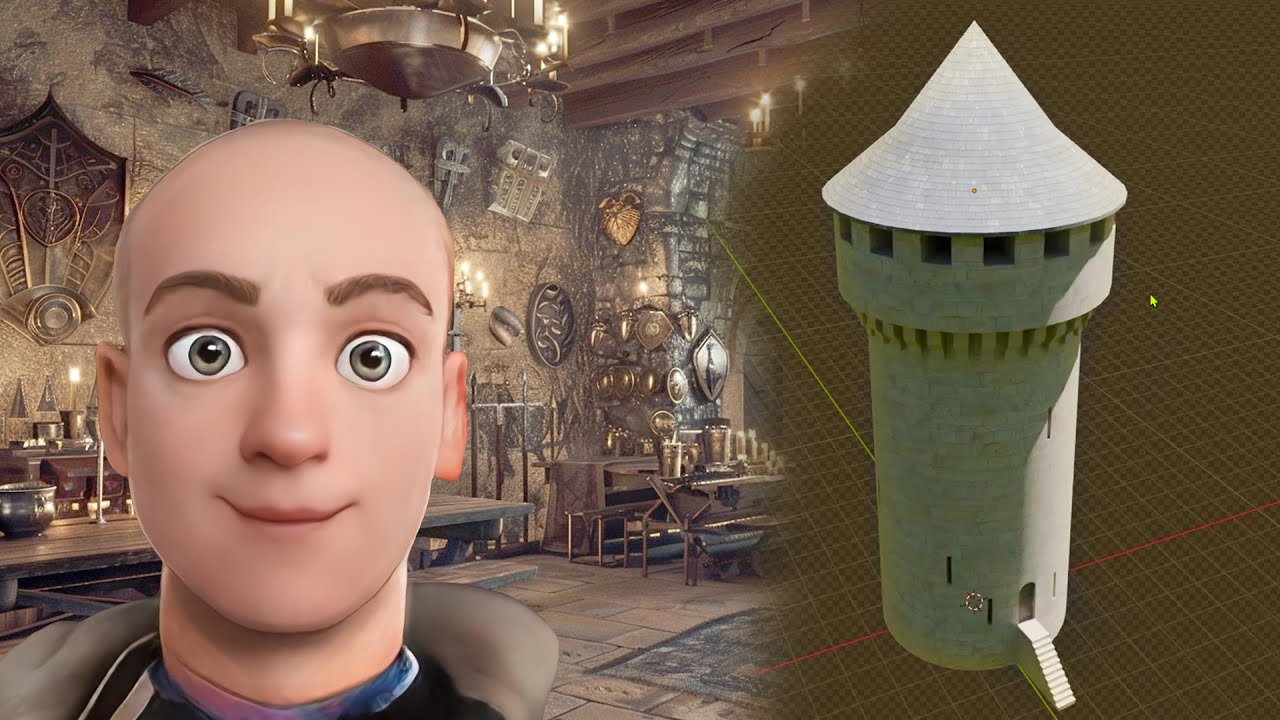 Timelapse. Part 2. Construire une tour médiévale. On texture la tour ...