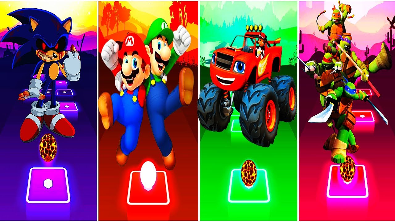 Sonic Exe vs Mario&Luigi vs Monster Machines vs Ninja Turtles || Tiles ...