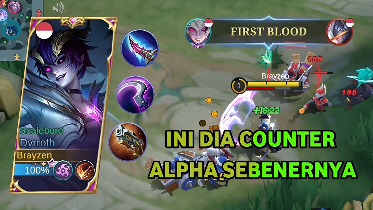 CARA MEMBANTAI ALPHA MENGGUNAKAN DYRROTH - MOBILE LEGENDS - YouTube