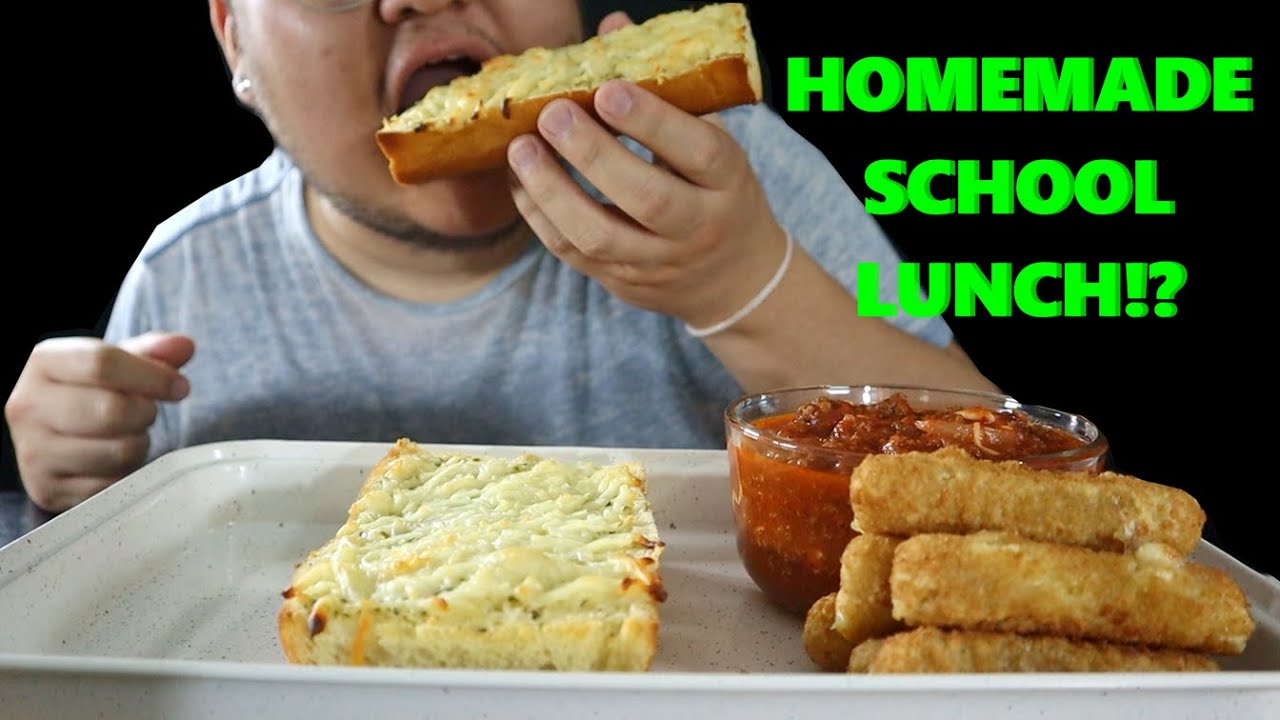 HOMEMADE SCHOOL LUNCH (ITALIAN DUNKERS) + MOZZARELLA STICKS ASMR EATING ...
